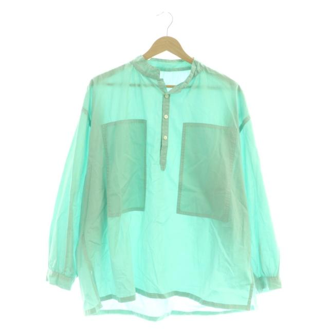 【中古】ポータークラシック Porter Classic STAND COLLAR LONG SMOCK SHIRTシャツ 2 ミントグリーン メンズ
