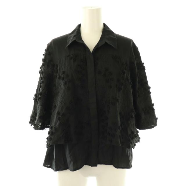 【中古】グレースクラス GRACE Class 25SS フラワーemb ケープブラウス シャツ 36 ブラック /ES ■OS レディース