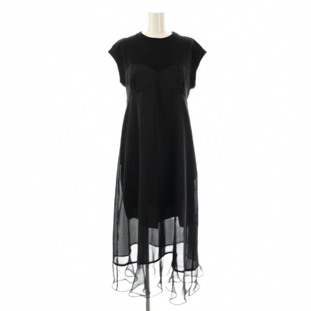 【中古】サカイ sacai Cotton Jersey Dress ワンピース ロング シアー 1 ブラック /DF ■OS レディース