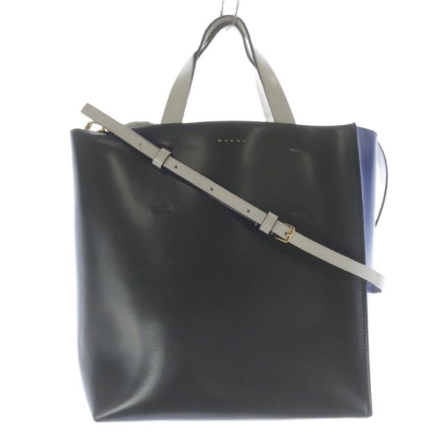 【中古】マルニ MARNI MUSEO スモールバッグ 2way ハンドバッグ カーキ 緑 グリーン 青 ブルー /SR レディース