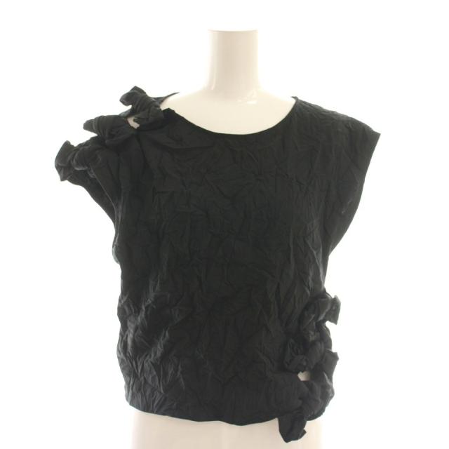 【中古】ヨリ yori 25SS リボンワッシャーブラウス ノースリーブ プルオーバー 36 ブラック /DO ■OS レディース