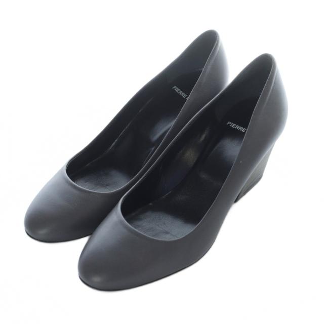 【中古】ピエールアルディ PIERRE HARDY パンプス チャンキーヒール プレーントゥ レザー 37 23.5cm 黒 ブラック