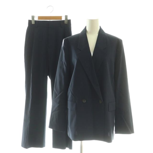 【中古】イエナ IENA 25SS MANTECO ダブルジャケット スリットパンツ セットアップ スーツ 36 34 ネイビー