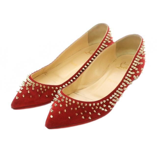 【中古】クリスチャンルブタン ESCARPIC FLAT VEAU VELOURS エスカルピックフラット パンプス 35.5 22.5cm 赤