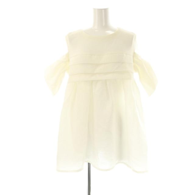 【中古】マーロンエノンフィ MARONENONFEE 24SS オープンショルダーフレアトップス カットソー 半袖 F ホワイト /HK