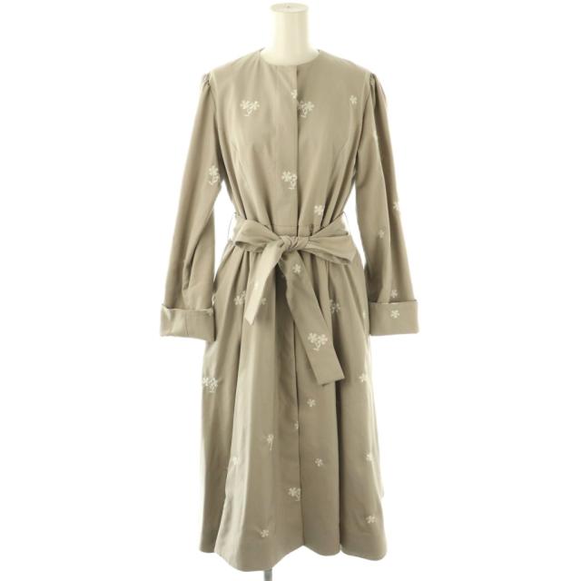 【中古】未使用品 チェスティ Chesty 23AW フラワー刺繍コートワンピース ロング 1 グレー /HK ■OS レディース