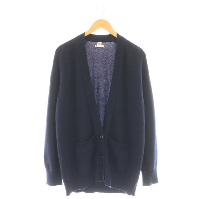 【中古】エルメス HERMES カシミヤ カーディガン ソルド ニット Vネック S 紺 ネイビー /AT ■OS レディース