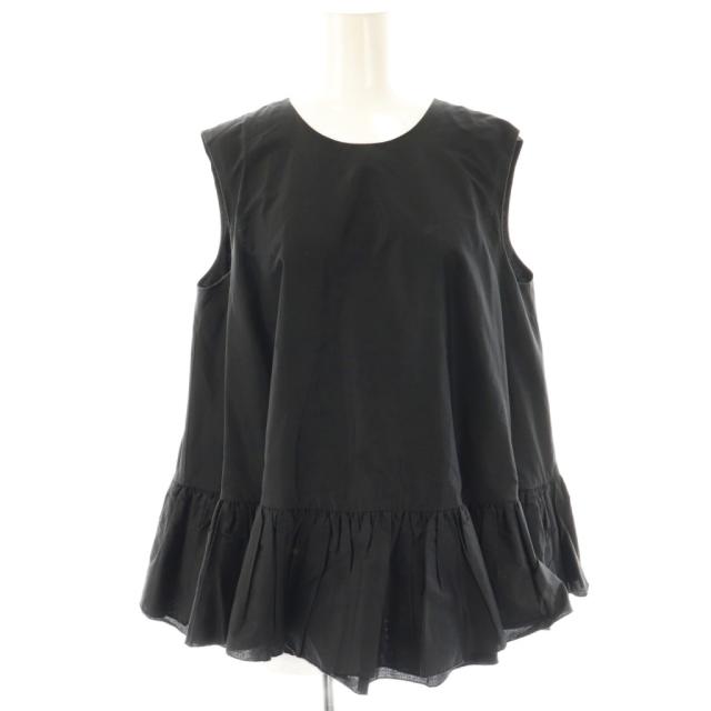 【中古】ドゥロワー Drawer タフタバックリボンブラウス ノースリーブ 36 ブラック /HK ■OS レディース