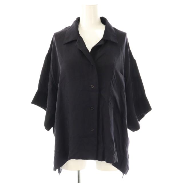 【中古】カレンソロジー Curensology 25SS シルキーキュプラブラウス オープンカラーシャツ F ブラック レディース