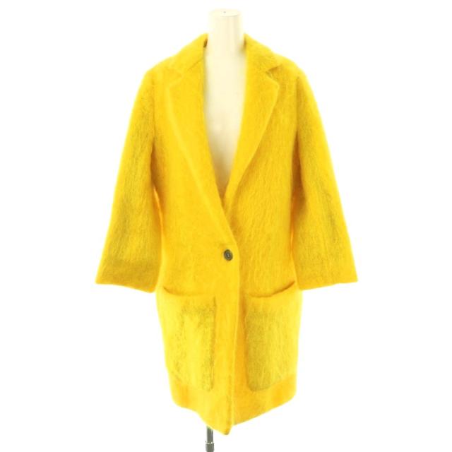【中古】エムエスジーエム MSGM モヘアウールチェスターコート アウター バイカラー 40 イエロー ピンク レディース