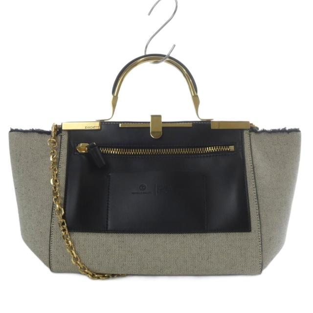 【中古】ザンチェッティ ZANCHETTI アムレット ハンドバッグ ワンハンドル ショルダーバッグ 2way グレー ブラック