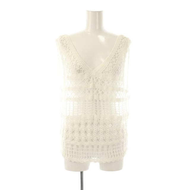 【中古】6 ROKU BEAUTY&YOUTH B&Y ロク ビューティーアンドユース 25SS C/P カギバリ ニットベスト 前開き F 白