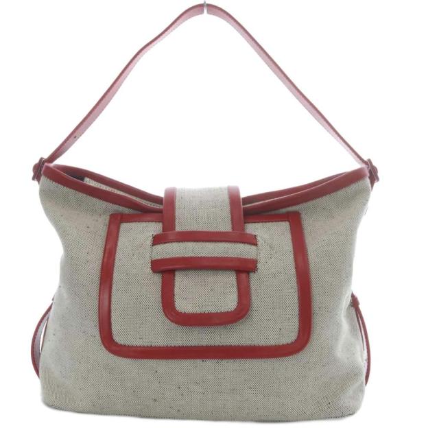 【中古】ピエールアルディ PIERRE HARDY ACV07 アルファデイ トートバッグ ハンドバッグ ベージュ レッド