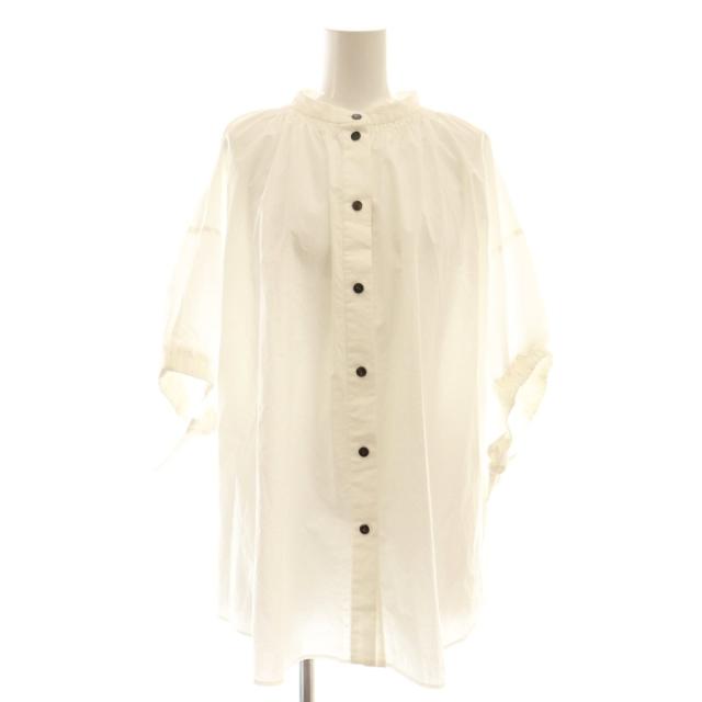 【中古】エンフォルド ENFOLD 23SS GATHER-SLEEVE BLOUSE ブラウス 半袖 38 白 ホワイト /AT ■OS レディース