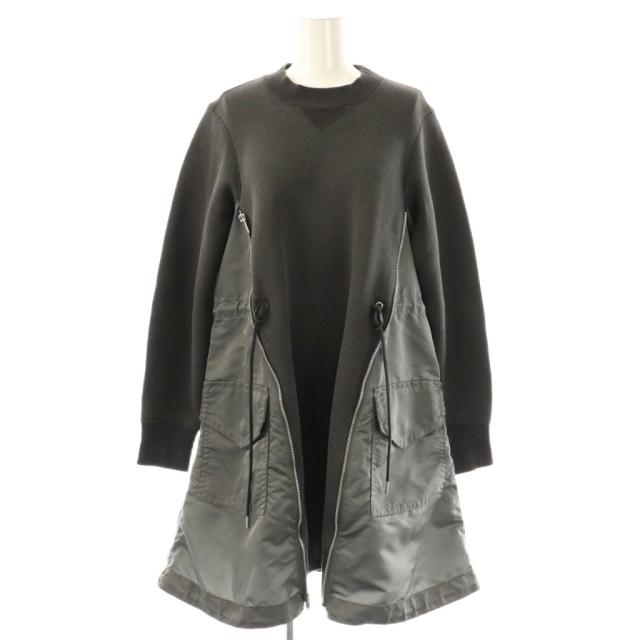 【中古】サカイ 23年 Pre Sponge Sweat X Ma-1 Dress ドレス 長袖 スウェット 1 グレー ライトグレー カーキ