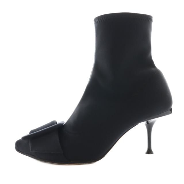 【中古】セルジオロッシ Sergio rossi スキューバソックスブーツ バックル付き 35.5 黒 ブラック A86560 /SS ■OS