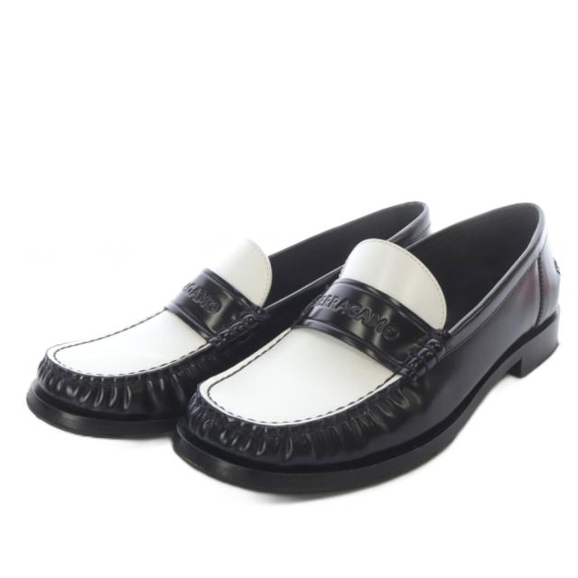 【中古】サルヴァトーレフェラガモ Salvatore Ferragamo IRINA ローファー スリッポン レザー 7.5 ブラック ホワイト