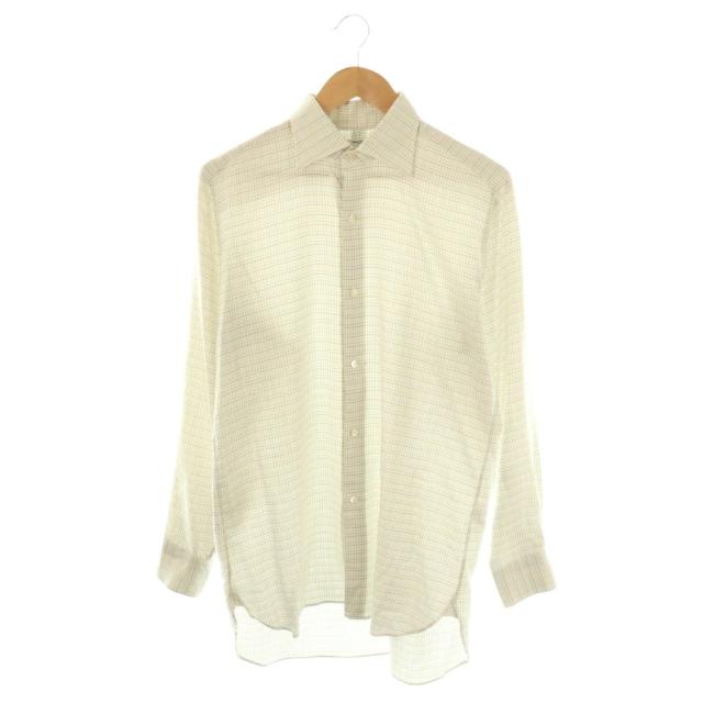 【中古】マーティーアンドサンズ MAATEE&SONS 24AW LYAN RAINBOW TATTERSAL チェック シャツ 長袖 2 白 ホワイト