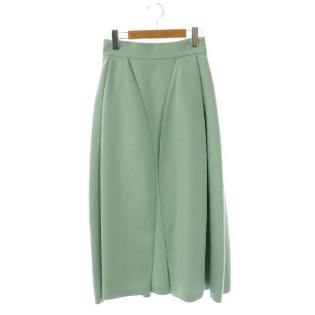 【中古】アドーア ADORE 25SS ドライミドルジョーゼットスカート ロング フレア 36 ライトグリーン
