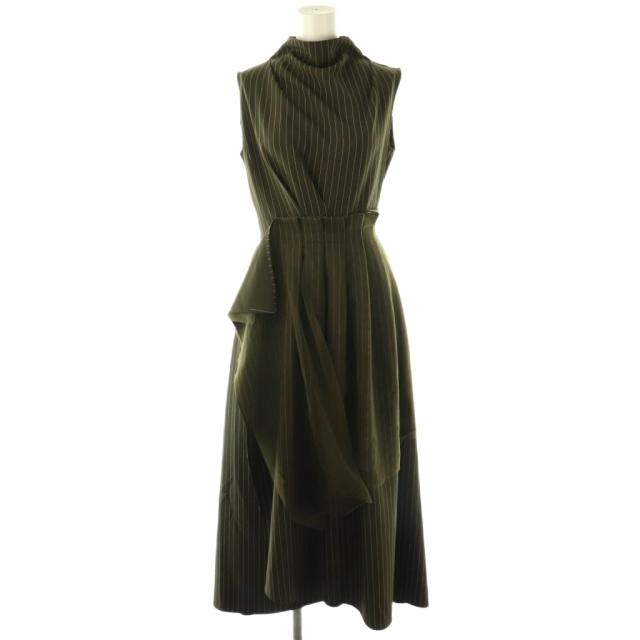 【中古】アメリヴィンテージ 24SS PINSTRIPE CONSTRUCTIVE DRESS ワンピース ロング ストライプ ノースリーブ S