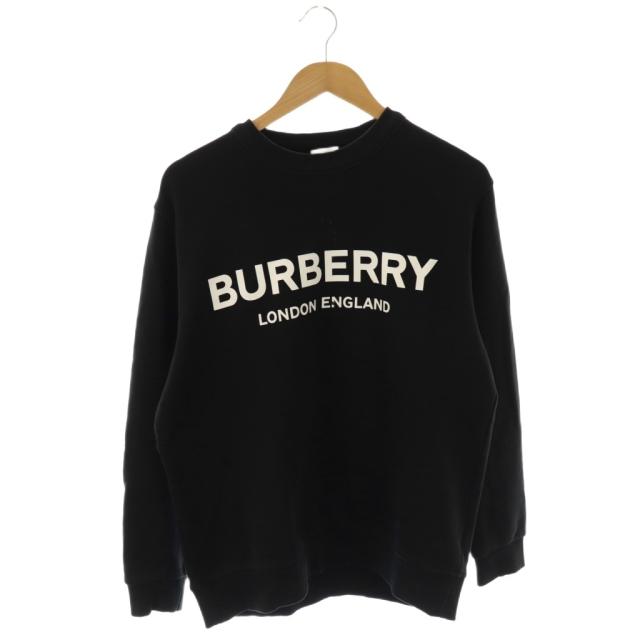 【中古】バーバリー BURBERRY ロゴスウェット カットソー 長袖 M ブラック ホワイト 8011357 /DO ■OS メンズ