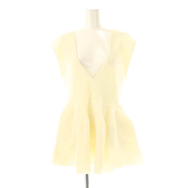 【中古】アドーア ADORE 24AW エアーストレッチニットベスト ペプラム 38 オフホワイト /ES ■OS レディース