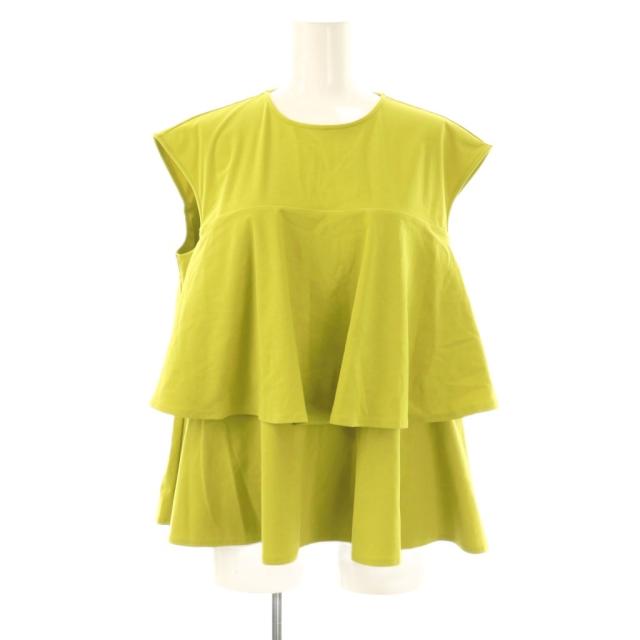 【中古】アドーア ADORE 24SS メリルハイテンションブラウス ノースリーブ フリル 38 イエローグリーン レディース