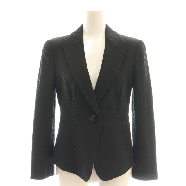 【中古】エンポリオアルマーニ EMPORIO ARMANI ピークドラペル1Bテーラードジャケット 総裏地 36 ブラック レディース