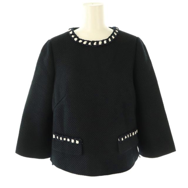 【中古】ルネ Rene ツイードプルオーバー ブラウス 34 紺 ネイビー /AT ■OS レディース