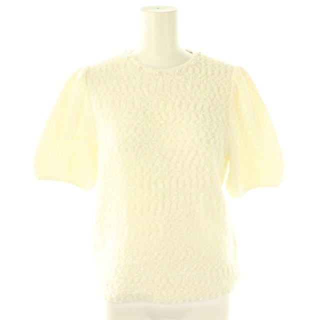 【中古】ルネ Rene 24年 リボンツイードプルオーバー ニット 半袖 34 白 ホワイト /AT ■OS レディース