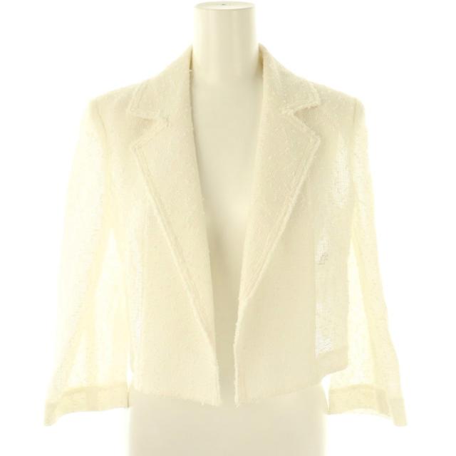 【中古】ルネ Rene 24年 サマーツイードジャケット 七分袖 ショート丈 34 白 ホワイト /AT ■OS レディース