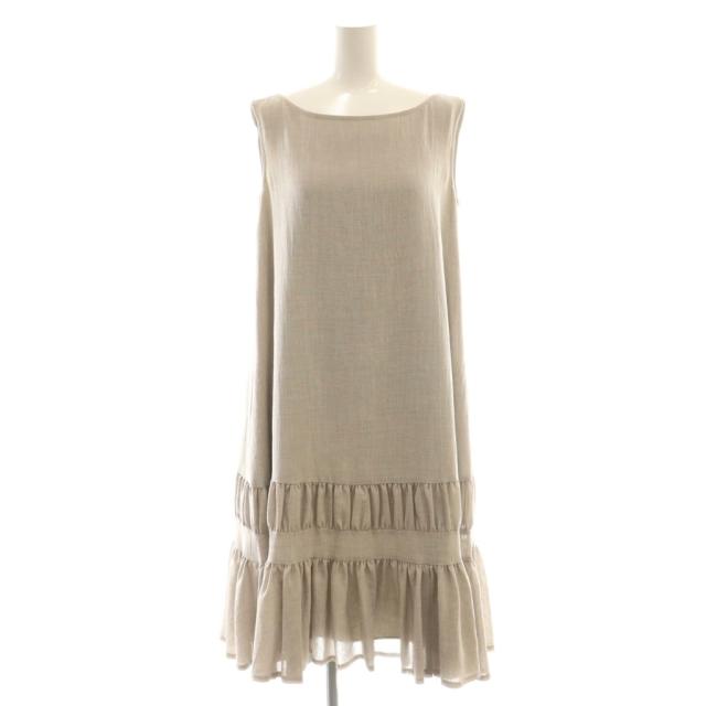 【中古】ルネ Rene ベーシック ノースリーブ ティアードワンピース ノースリーブ 34 グレージュ /ES レディース