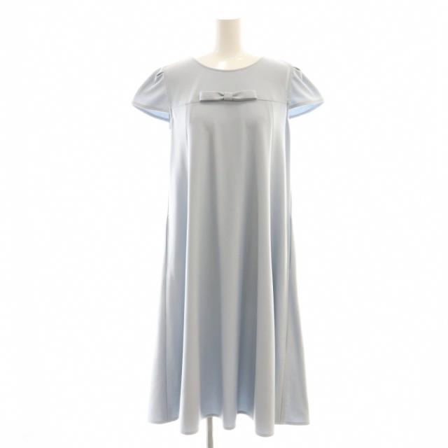 【中古】ルネ Rene ベーシック リボンストレッチドレス ワンピース 34 スモークブルー /ES ■OS レディース