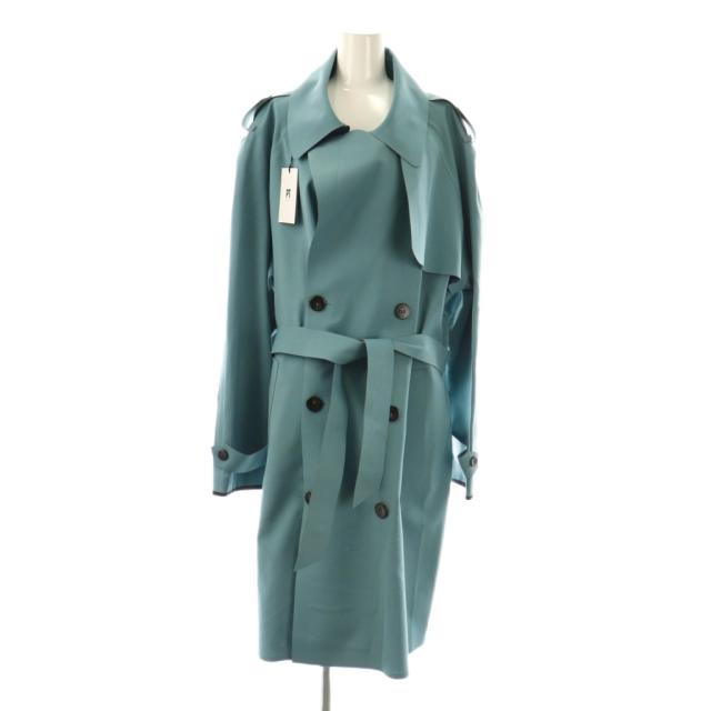 【中古】未使用品 ピーティートリノ Trench Coat トレンチコート スプリングコート 52 ライトブルー 水色 ベルト付き