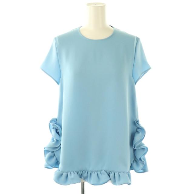 【中古】ヨーコチャン YOKO CHAN 23年製 ハーフスリーブフロントフリルブラウス 半袖 36 水色 /AT ■OS レディース