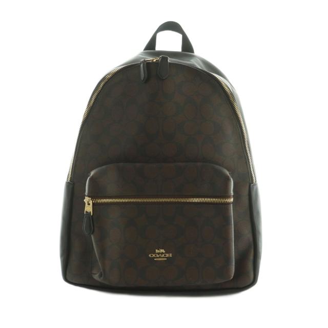 【中古】コーチ COACH チャーリー リュックサック バックパック シグネチャー ブラウン F58314 /MI ■OS レディース