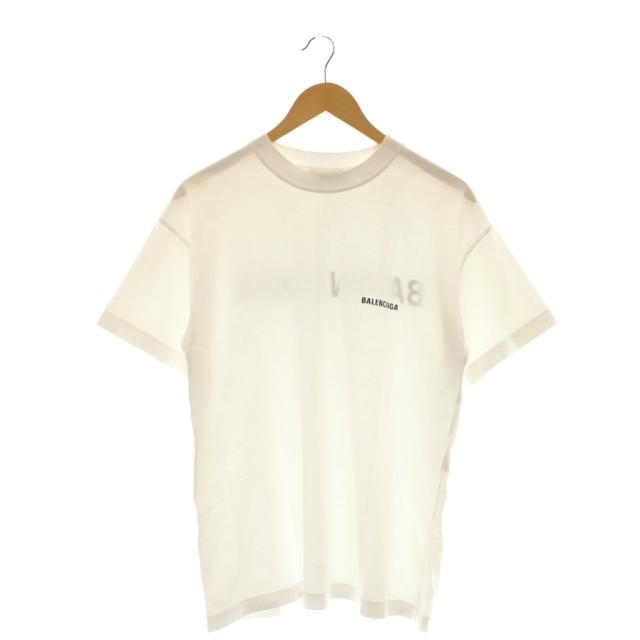 【中古】バレンシアガ BALENCIAGA UNISEX ロゴプリントTシャツ カットソー M ホワイト 白 612965