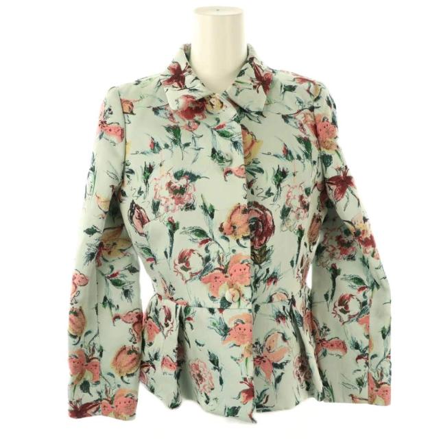 【中古】未使用品 アナイ フラワー ジャガード シングルジャケット ステンカラー 38 ライトブルー マルチカラー