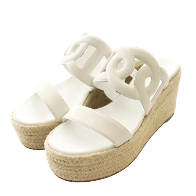【中古】未使用品 エルメス HERMES エスパドリーユ イテア 30 サンダル 37 白 ホワイト /AQ ■OS レディース
