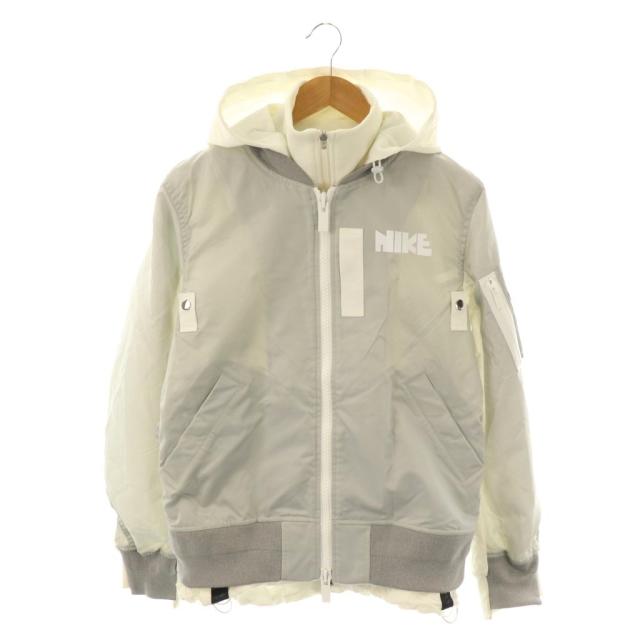 【中古】ナイキ NIKE サカイ sacai CZ4678-097 レイヤード ボンバージャケット ブルゾン フード M ライトグレー