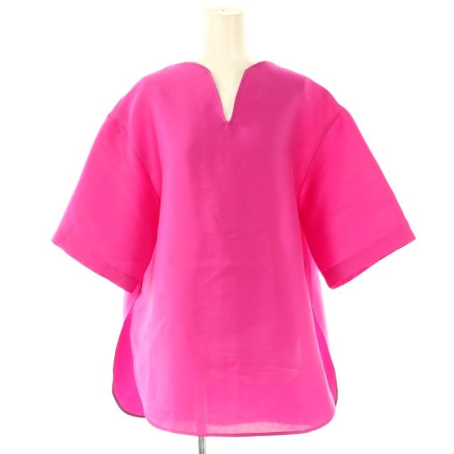 【中古】アドーア ADORE 25SS シルキーダブルクロスブラウス ハーフスリーブ 五分袖 38 ピンク /AT ■OS レディース