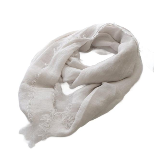 【中古】アソースメレ ASAUCE MELER ストール 大判 リネン フリンジ ライトグレー /YO11 レディース