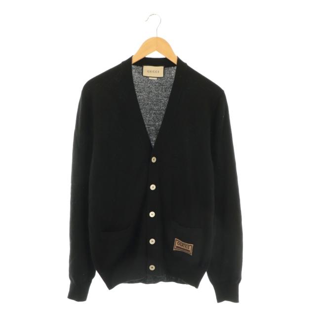 【中古】グッチ GUCCI ロゴポケットカーディガン ニット 長袖 カシミヤ ウール混 XS 黒 /NR ■OS ■SH メンズ