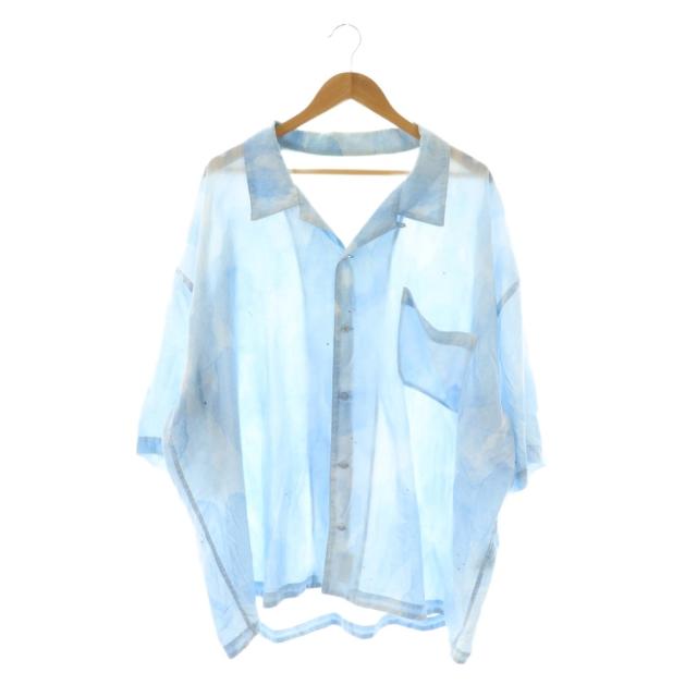 【中古】ポータークラシック Porter Classic ALOHA SHIRT 水彩アロハシャツ 半袖 前開き XXL 水色