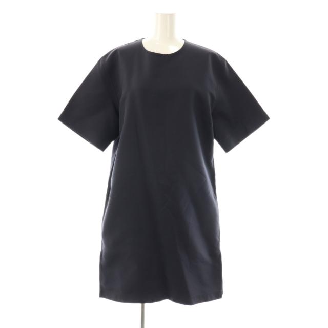 【中古】セリーヌ CELINE フィービー期 2 6R32/2614 バックポケットステッチワンピース 半袖 膝丈 38 濃紺