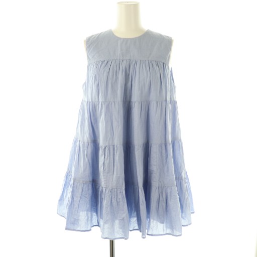 【中古】マリハ MARIHA 23SS ミューズのブラウス シャツ プルオーバー ティアード ギャザー 36 サックスブルー