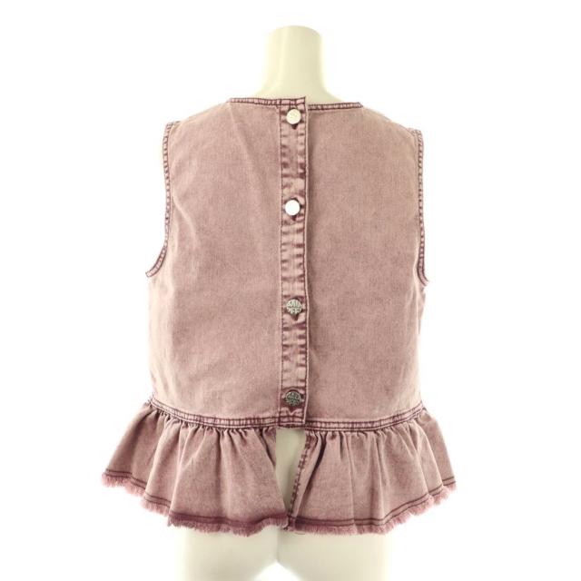 【中古】未使用品 バウム ウンド ヘルガーデン 25SS WASH ツイル デニムノースリーブトップス カットソー 36 ワイン