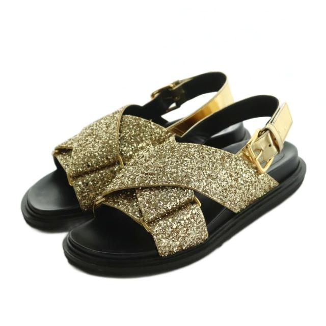 【中古】マルニ MARNI グリッター フスベットサンダル 36 23.0cm ゴールドカラー FBMS006101 /MI ■OS レディース