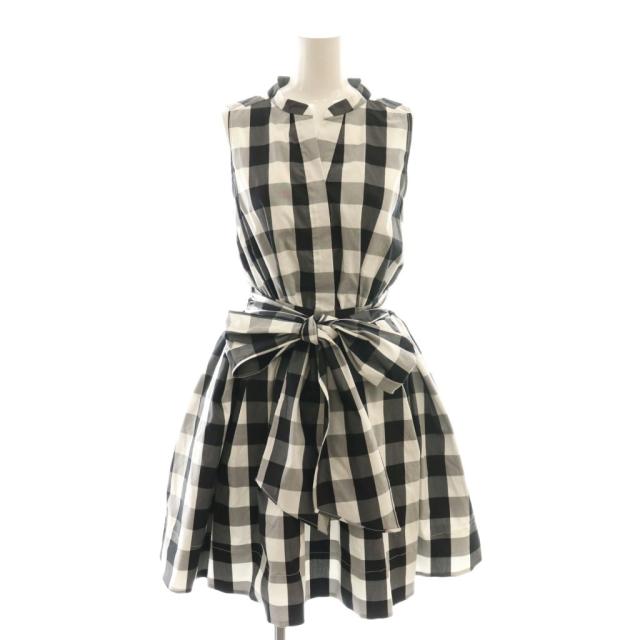 【中古】未使用品 スナイデル SNIDEL 25SS 20周年限定タックミニワンピース チェック チュール 0 黒 白 グレー