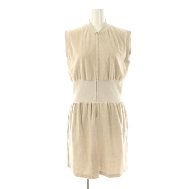 【中古】ティーエムジー ウエストリブワンピース ロング ノースリーブ ジップアップ 1 ベージュ /DO ■OS